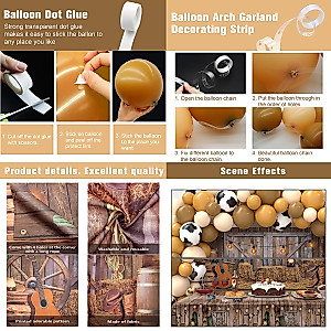 Partydream 142Pcs Western Cowboy Party Decorations Cowboy Party Supplies, 140Pc Cowboy Balloons 1Pc Cowboy Backdrop 1Pc Cowboy Tablecloth for Western Theme Birthday Party Baby Shower