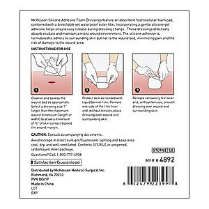 McKesson Lite Hydrocellular Foam Dressings, Sterile, Silicone Adhesive Without Border, 3 in x 3 in, 10 Count, 1 Pack