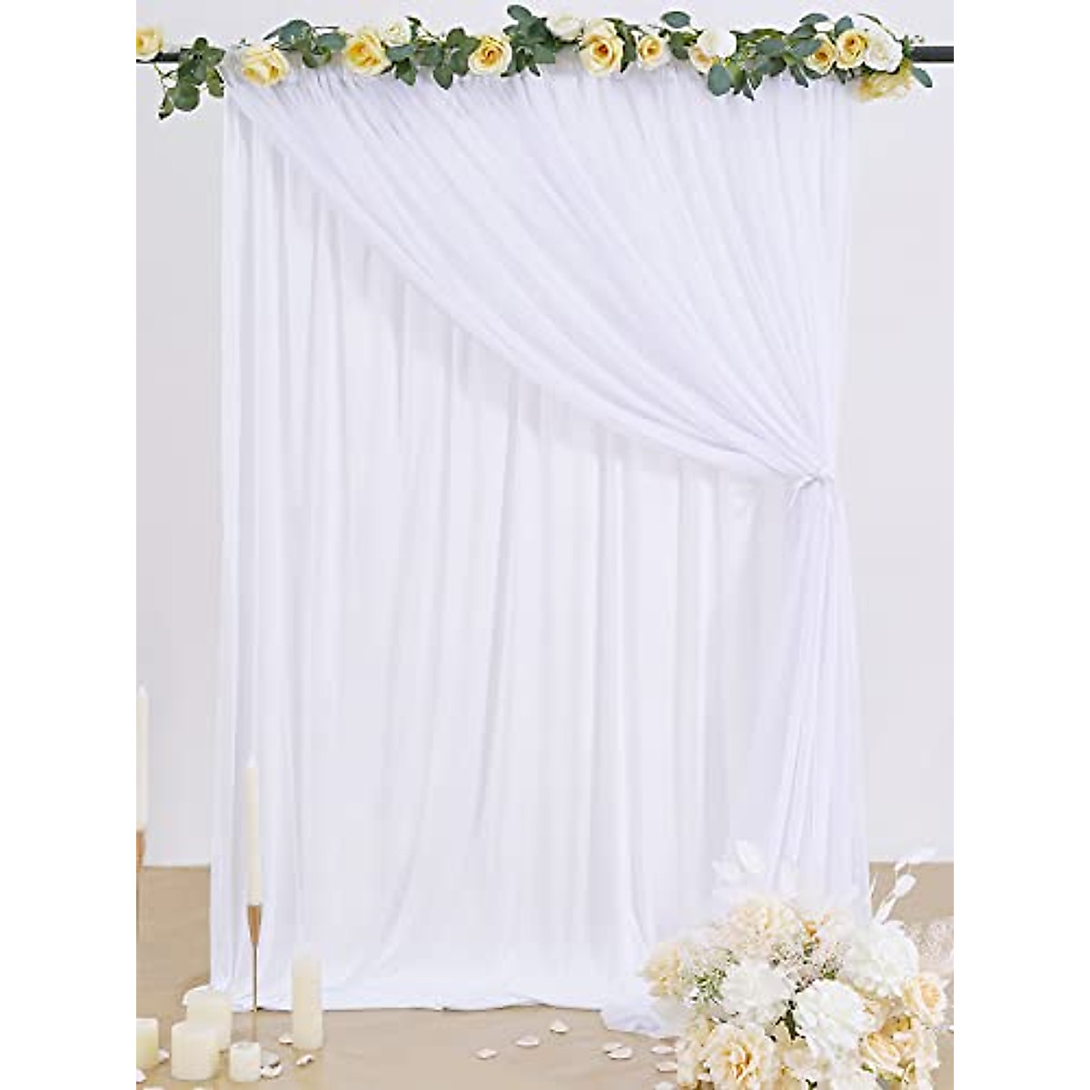 White Backdrop Curtains Sheer Tulle Backdrop for Parties 5ftx7ft Baby Shower Background for Wedding Party Ceremony Photo Backdrop