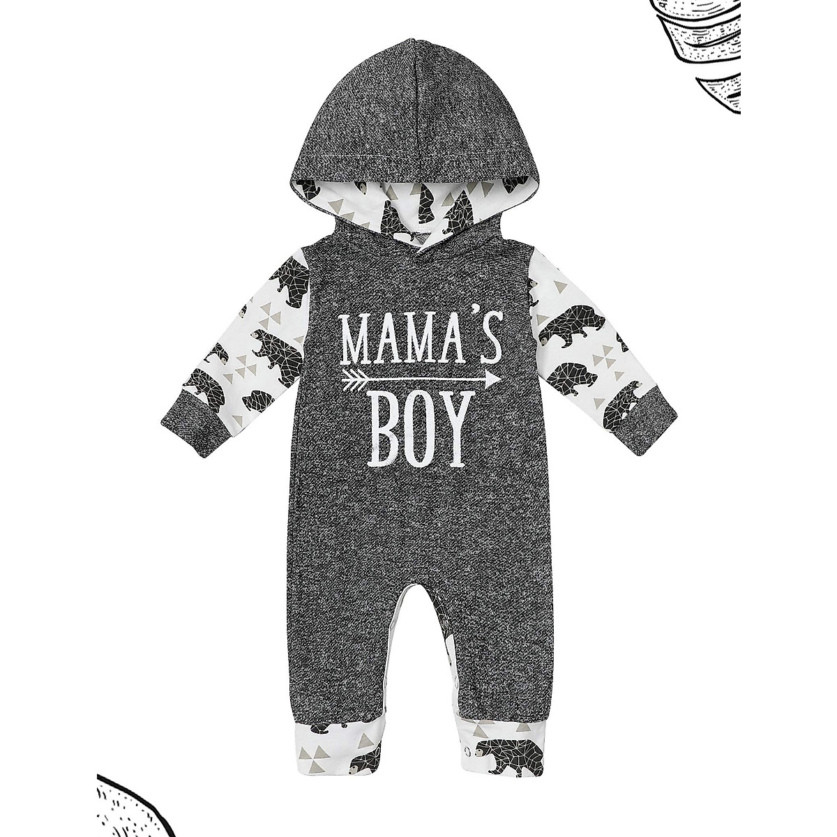 Fommy Baby Boy Clothes 0-3 Months, Baby Clothes Mama's Boy Letter Print Long Sleeve Romper for Baby Boy