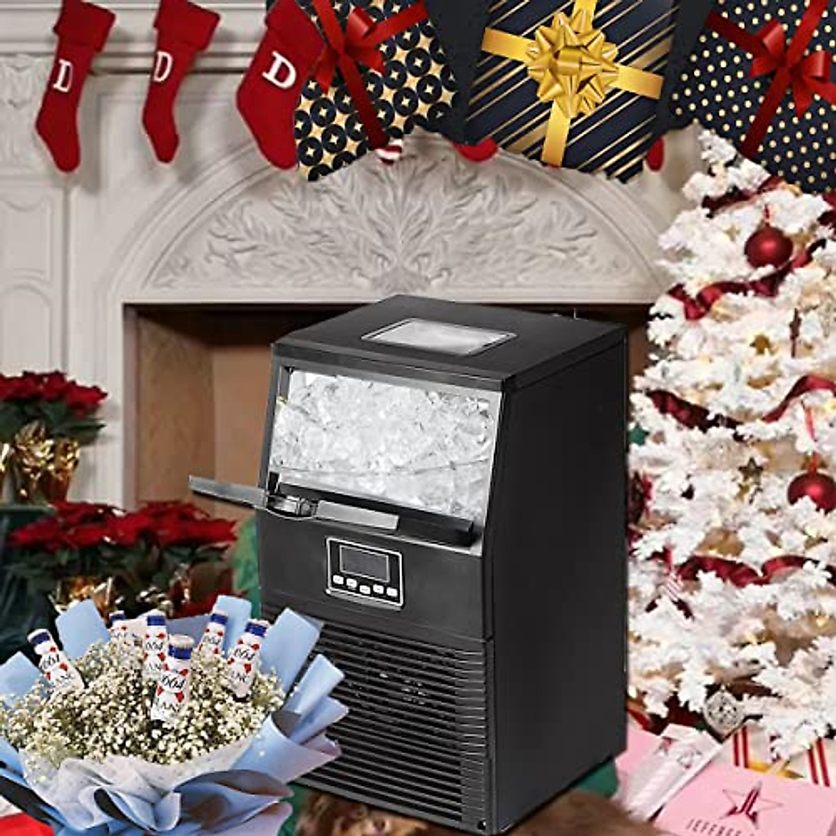 SMETA Commercial Ice Maker Commercial Sonic Ice Maker Nugget Ice Machine Clear Ice 66 Lbs in 24 hrs with 8 lbs Ice Storage Capacity