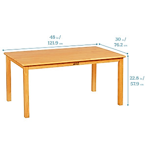 ECR4Kids 30in x 48in Rectangular Hardwood Table with 22in Legs, Kids Furniture, Honey
