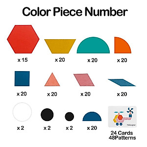 RAEQKS 180Pcs Wooden Pattern Blocks Set Brain Teaser Puzzle Tangrams Educational Montessori Toys Stem Kindergarten Preschool Learning Game with 24Pcs Flash Cards Gifts for Toddlers Kids Boys Girls