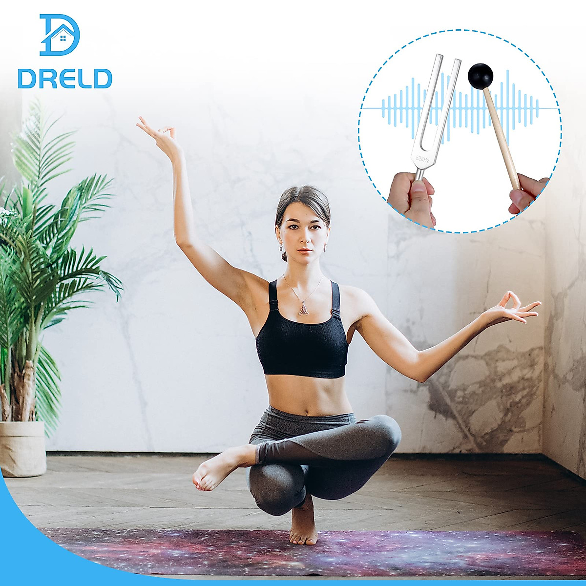 Tuning Fork, 528 Hz Tuning Fork with Silicone Hammer and Cleaning Cloth, Solfeggio Tuning Fork for DNA Repair Healing, Sound Healing, Sound Therapy, Vibration