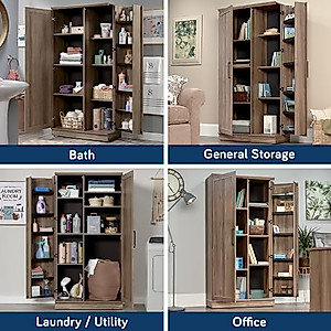 Sauder HomePlus Storage Pantry cabinets, L: 35.35" x W:17.09" x H: 71.22", Salt Oak finish