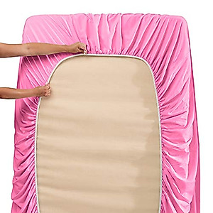 Hearth & Harbor Full Size Sheets - 4 Piece Bed Sheet Set, Hotel Luxury Double Brushed Bed Sheets - Extra Soft Bedding Sheets & Pillowcases, Full, Light Pink