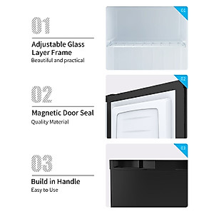 1.1 Cubic Feet Mini Freezer Countertop, Single Door Compact Upright Freezer with Reversible Door, Removable Shelves, Small freezer for Home/Dorms/Apartment/Office(Black)