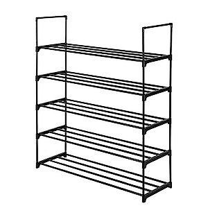 5-Tiers Shoe Rack,Durable Organizer Shelf Tall Shoe Rack for Closet 25 Pairs Shoes,Stackable Shoe Cabinet Shoe Rack,Space Saving Shoe Stand Cabinet,Black (5 Tiers)