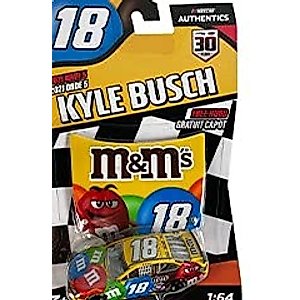 Winners 2021 Kyle Busch MMS 1/64 Scale Diecast Authentics Wave 5 with Mini Hood Insert Car Measures 3''x1'' x1''