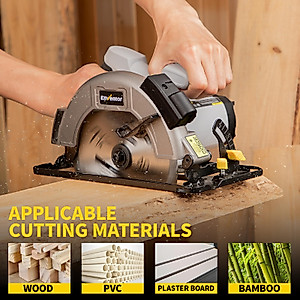 ENVENTOR Circular Saw Corded, 11A Electric Circular Saws 7-1/4-Inch with Laser Guide, 2 Blade Saws (40T/24T), Max Cutting Depth 2-7/16"(90°), 1-13/16"(0°-45°), Single Handed Bevel, 6000RPM