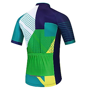 Men's Cycling Bike Jerseys Short Sleeve with 3 Rear Pockets- Moisture Wicking, Full Zipper Biking Shirt, Quick Dry, Breathable Mountain Bike Shirt (0507,XL)