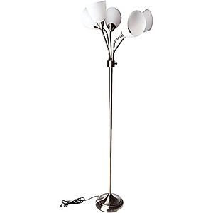 Adesso 7205-22 Multi-White Shade Floor Lamp, Adjustable Gooseneck Arms, Silver