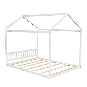 Merax Queen Size Wooden House Bed with Headboard