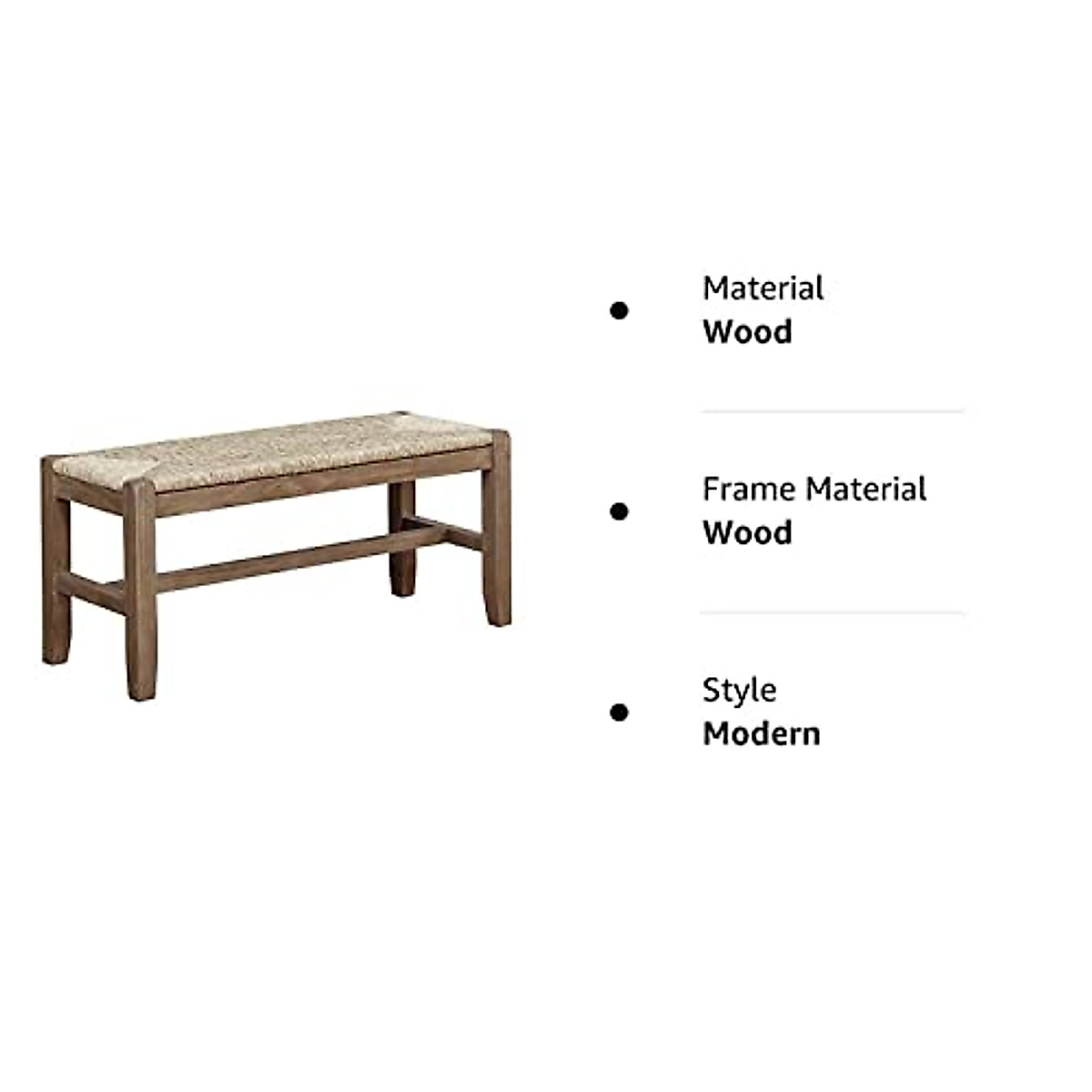 Alaterre Furniture Newport 40" Wood Bench with Rush Seat