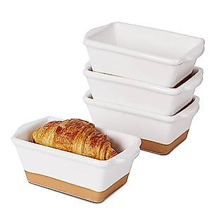 GDCZ Mini Ceramics Loaf Pan Set, Set of 4 Individual Stackable Baking Bread Pan, Multifunctional Loaf Pan for Kitchen Non-Stick, 6.2-Inch