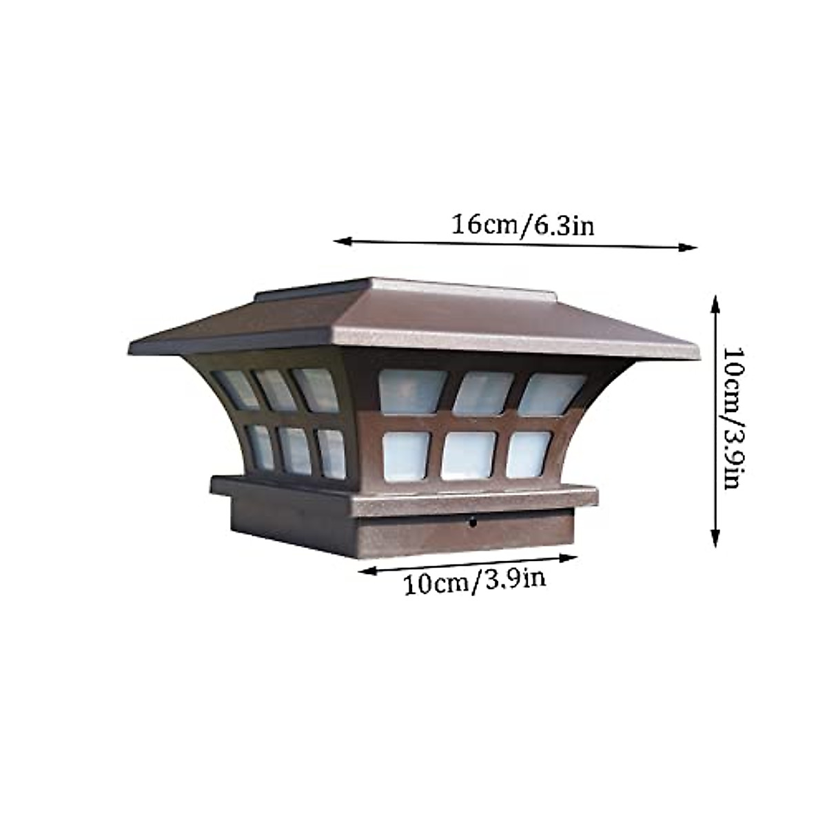 CZLZY Solar LED Pillar Lamp Outdoor Waterproof Post Light Simple ABS Material Small Square Column Light Villa Garden Wall Pedestal Light Gate Decorative Lighting Fixtures