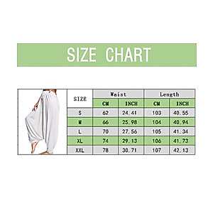 Burband Womens Solid Color Drop Crotch Harem Pants Drawstring Loose Fit Aladdin Hippie Palazzo Lounge Elephant Boho Pants White