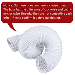Zealor 5 Inch Exhaust Hose Counter-Clockwise Threads for Portable Air Conditioner, 78 Inch Length