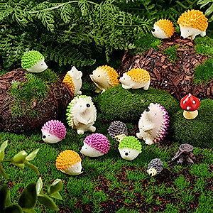 SUPERFINDINGS 22Pcs Hedgehog Shape Resin Animal Model Ornaments Miniature Fairy Garden Accessories 25x18mm Hedgehog Mushroom Set Miniature Figurines for Fleshy Bonsai Outdoor Garden Decoration