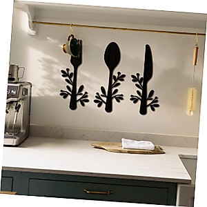 ABOOFAN 3pcs Wooden and Fork Pendant Cafe Restaurant Bar Sign Farmhouse Wooden Wall Plaque Hanging Wood Wall Art Country Home Decor Utensil Pendant for Home Tableware Wall Hanging