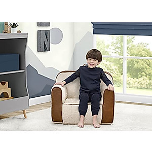 Delta Children Cozee Sherpa Chair for Kids, Cream Sherpa/Faux Leather
