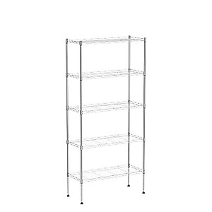 FDW 5 Tier 22L x 12W x 48H Pantry Shelves Adjustable Metal Shelves NSF Storage Rack Shelving Units for Kitchen Garage Small Places Commercial,Chrome