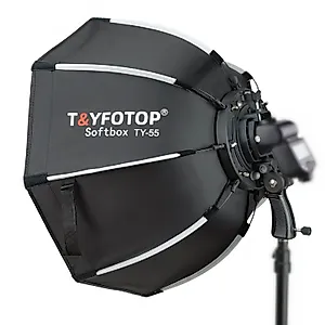 T&YFOTOP 22 inches/55 Centimeters Octagonal Softbox with S-Type Bracket Mount, Carrying Case Compatible with Camera Flash Speedlites TT560 NW561 NW565 NW625 NW635 NW670 750II, etc (55cm softbox)