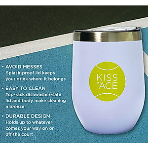 Tennis Wine Tumbler | Funny Tennis Gift | 12 oz Insulated Stainless Steel Wine Glass for Tennis Players