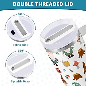 ARGTILDN 30 oz Tumbler Gnome Mushroom Ladybugs Insulated Travel Mug with Handle and Straw Lid Stainless Steel Vacuum Coffee Cup Tea Beverage Container Water Bottles for Car Sports office