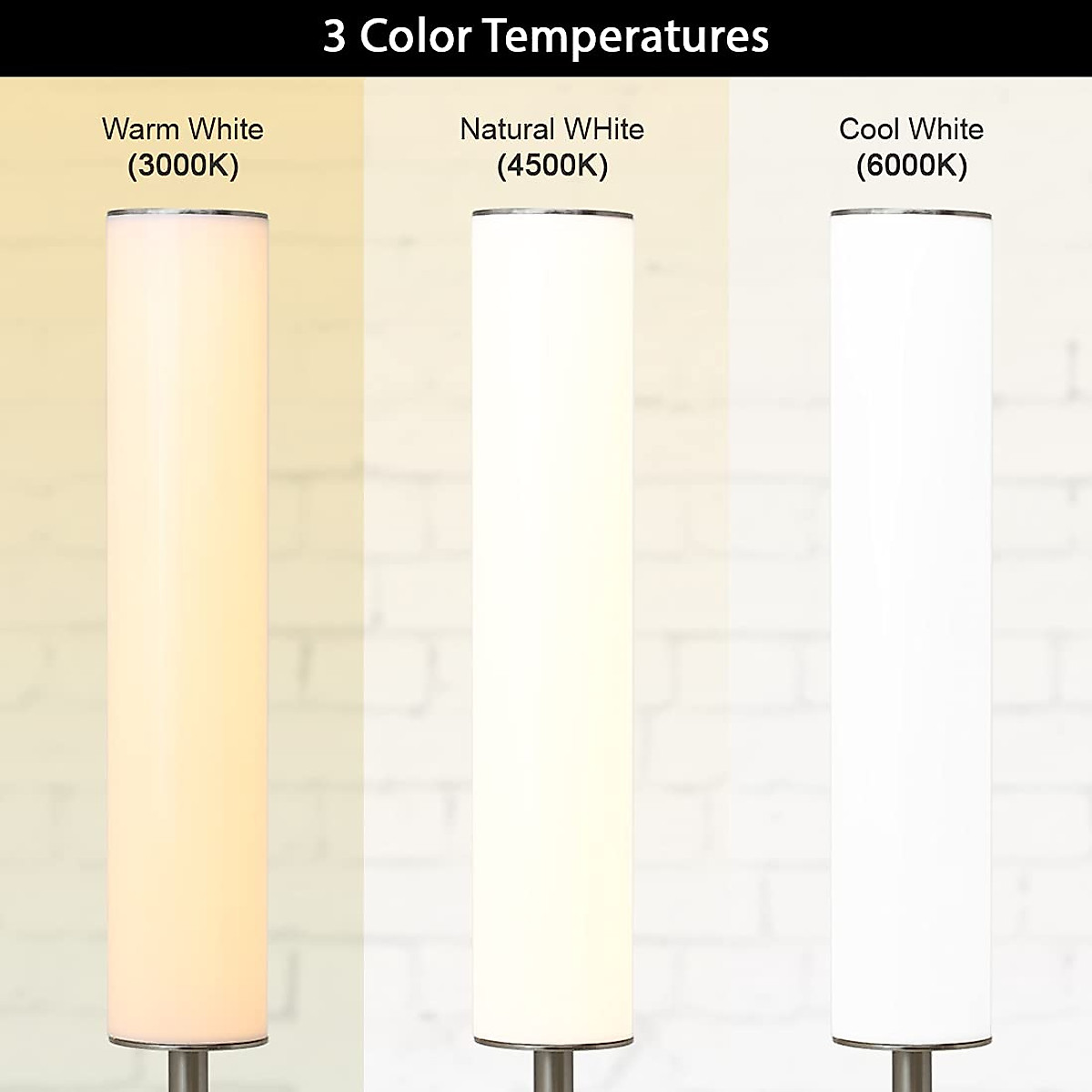 O’Bright Dimmable LED Torchiere Floor Lamp, 270° Tilt Head, 3000 Lumens, Adjustable Brightness, Standing Pole Lamp / Reading Light / Floor Lamps for Living Room, Bedrooms, Dorm and Office (Black)