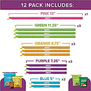 GripStic Bag Clips. 12pc Durable Food Clip Set For Kitchen Storage. Reusable Chip Bag Clips. Color Coded Bag Closure Sticks Provide Air Tight Seal. Durable Cereal Bag Clips. Chip Clips Reinvented.