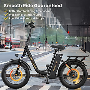 CYCROWN CycFree Electric Bike for Adults,1000W Peak Motor Ebike with 48V 15.6Ah Removable Battery up to 75+Miles & 20MPH Commuter Electric Bicycle, 20" Fat Tire All-Terrain Step-Thru 7-Speed E Bike