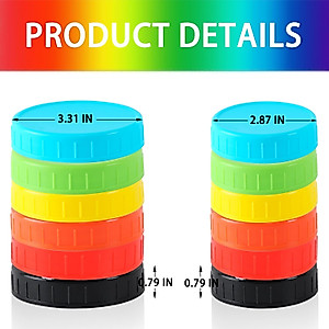 Tixill 20 Pcs Plastic Mason Jar Lids 10 Regular Mouth 2.87 * 0.79 Inch & 10 Wide Mouth 3.31 * 0.79 Inch Bottle Storage Caps Sealing Cap with Silicone Sealing Ring for Canning Jars
