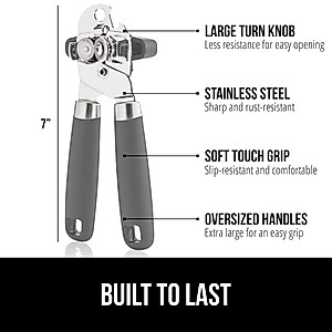 Gorilla Grip Drawer and Shelf Liner and Manual Hand Held Can Opener, Shelf Liner Size 17.5 In x 10 FT, Strong Grip, Large Lid Openers for Kitchen, Both in Gray, 2 Item Bundle