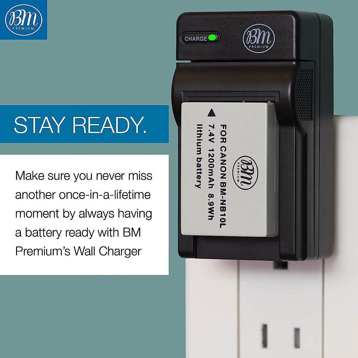 BM Premium 2 Pack of NB-10L Battery and Charger Kit for Canon PowerShot G15, G16, G1X, G3X, SX40 HS, SX40HS, SX50 HS, SX60 HS Digital Camera