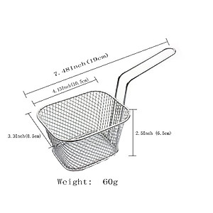 WINHONW 8pcs Mini Square Fry Basket French Fries Basket 4.1x3.3x2.6Inches, Table Serving fryer Baskets Mini Fryer Serving Food Presentation Basket Kitchen