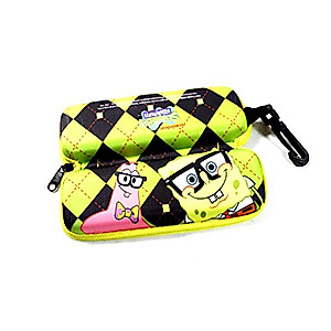 Nickelodeon Spongebob Squarepants & Patric Star Themed Eye Sun Glasses Case Color Pattern Green & Black Chequered