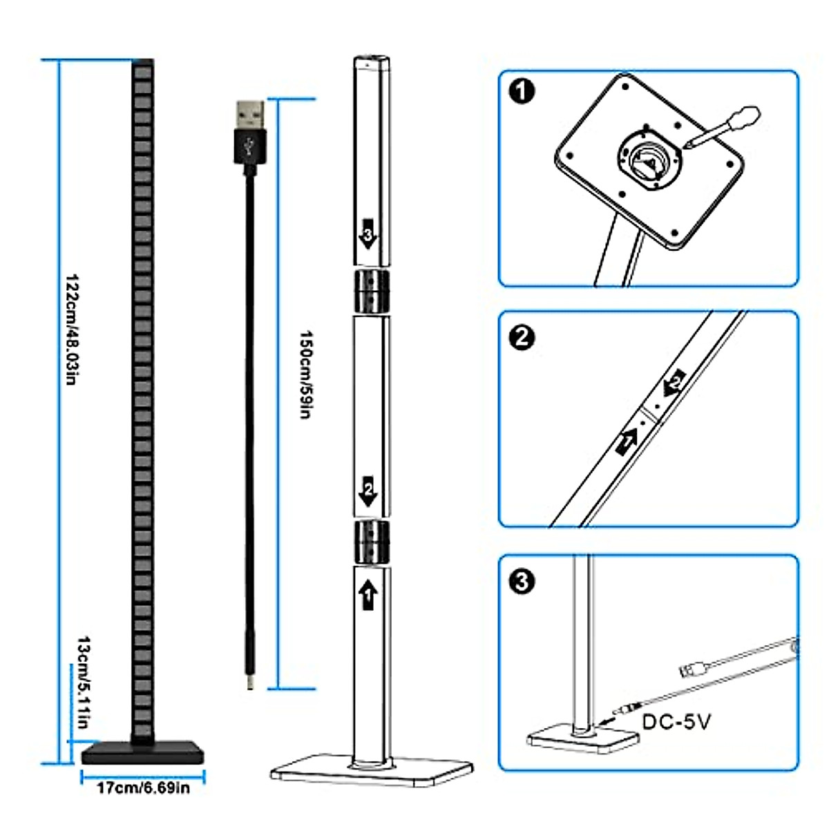 AKEPO Floor Light Smart RGBIC Music Melody Corner Floor Lamp, APP/Remote/Voice Control Dimmable Rhythm Pickup Light for Game Room, Bar, TV, Bedroom, Party (Compatible with Alexa & Google Assistant)