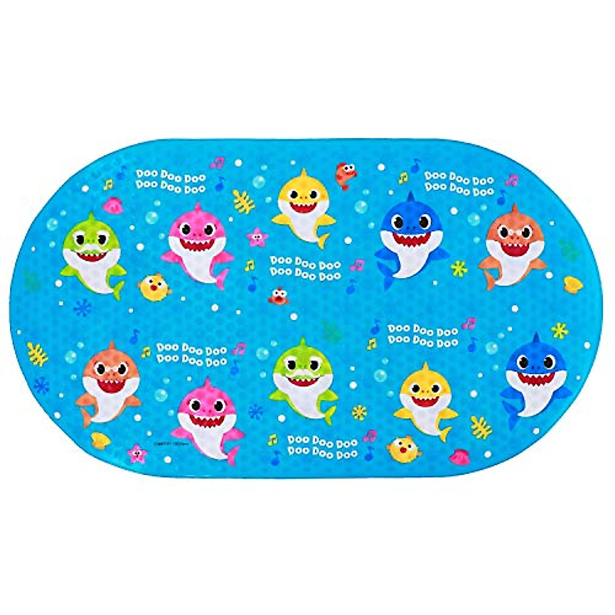 Ginsey Baby Shark Oval Bubble Bath Tub Mat 15"x27", Multi