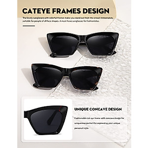 MASDUN Retro Square Cateye Sunglasses for Women Men Trendy Designer shades party dress up sunglasses (Black - Dark leopard print)