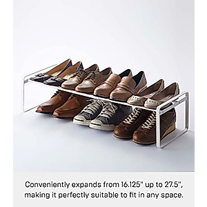Yamazaki Home Adjustable Shoe Rack-Spacesaving Storage Solution, One Size, White