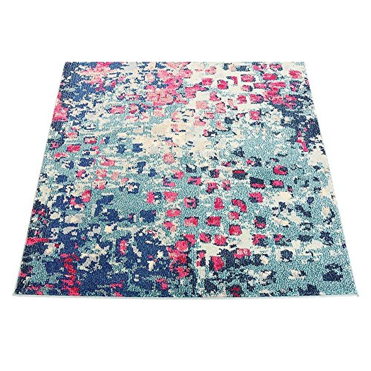 Unique Loom Jardin Collection Colorful, Vibrant, Abstract, Modern Area Rug, 4 x 6 ft, Blue/Pink