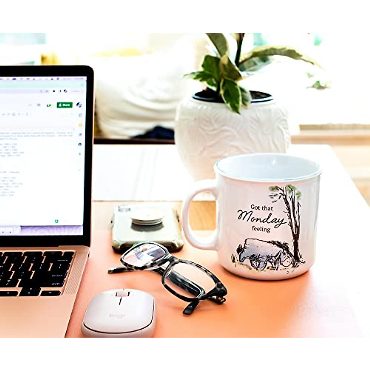 Disney Winnie the Pooh Eeyore Monday Feeling Ceramic Camper Mug | BPA-Free Travel Coffee Cup For Espresso, Caffeine, Cocoa, | Home & Kitchen Essential | Cute Gifts and Collectibles | Holds 20 Ounces