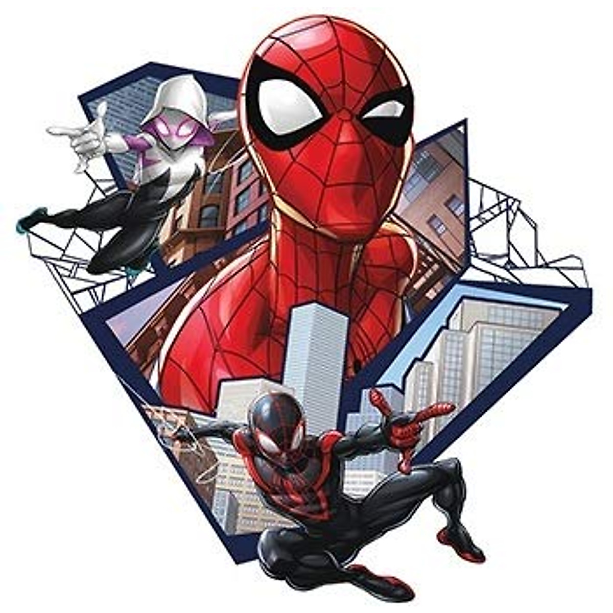 4 Inch Trio Decal Spiderman Spider-Woman Spider-Gwen Stacy Miles Morales Spiderman Removable Peel Self Stick Adhesive Vinyl Wall Sticker Art Kids Room Home Decor Boys 4 x 4 Inch