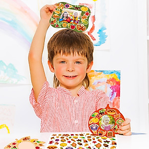 WorldBazaar Thanksgiving Photo Frame Craft Kits for Kids 12 Sets Fall Picture Frame Craft Kits Autumn Seasonal Decoration Party Activity