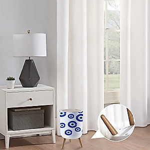 Small Trash Can with Lid for Bathroom Kitchen Office Diaper Blue Turkish evil eye seamless Greek evil eye Symbol protection Turkey Bedroom Garbage Trash Bin Dog Proof Waste Basket Cute Decorative