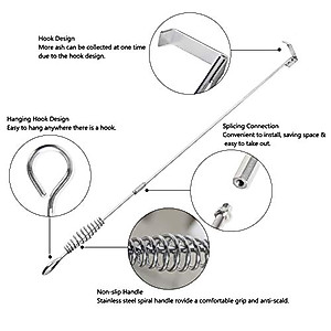 Dracarys 32.5 inch Ash Tool Poker,Wood Burning Stove ash Rake Grilling Accessories Charcoal Garden Tools Grill Poker Cleaning Tools Wood Corner Cleaner