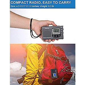 Portable Radio, ZHIWHIS AM FM Shortwave Radios with Best Reception, Battery Operated Clock Radio with Preset Function, Alarm Clock Digital Tuner with Sleep Timer
