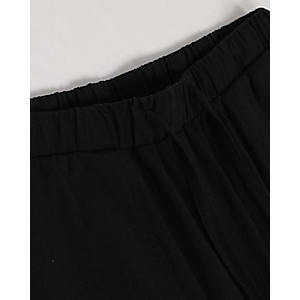 Lisskolo Women's Drawstring Linen Bermuda Shorts for Women Elastic Waist Summer Cotton Short 2X-Large Black