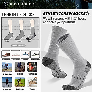 Heatuff Men’s Crew Athletic Socks Cushioned Moisture Wicking Work Boot Socks for All Seasons (6 Pairs)